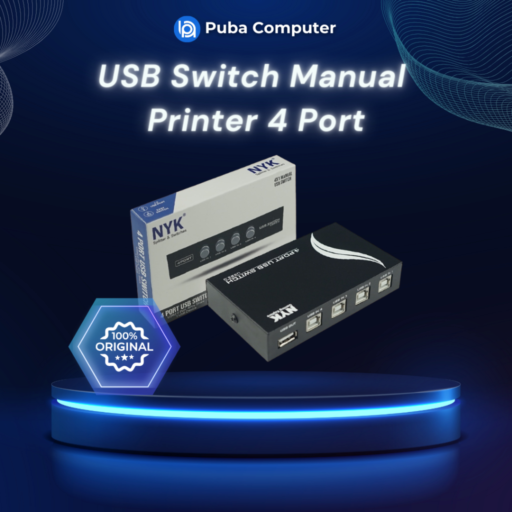 Jual USB Switch Manual Printer 4 Port / Data Switcher 1-4 USB Printer ...