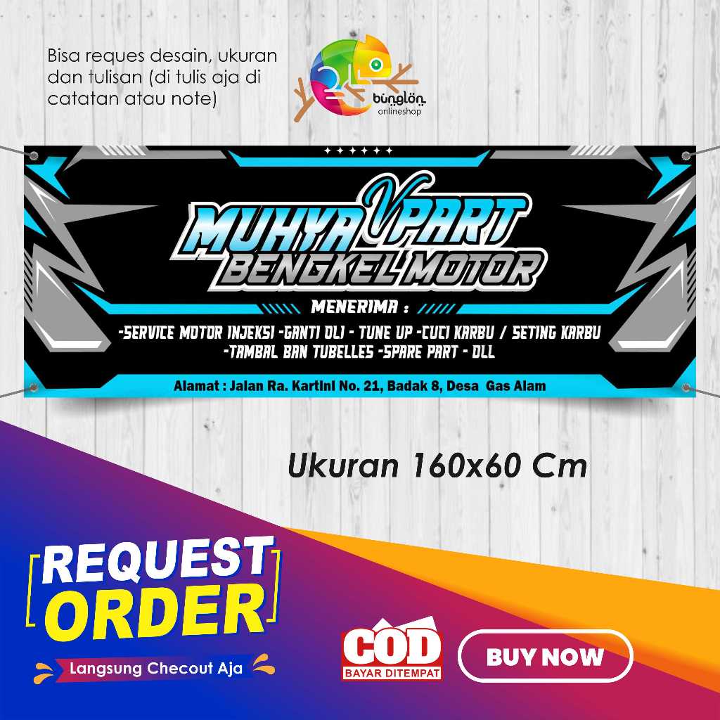 Jual Spanduk Banner 160x60 Bengkel Motor Mahya Custom | Shopee Indonesia