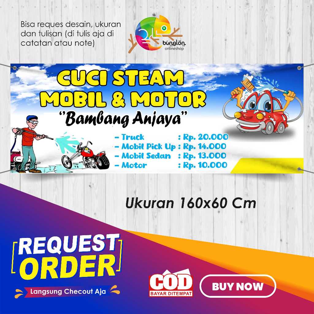Jual Spanduk Banner 160x60 Cuci Steam Motor Mobil Bambang Custom ...