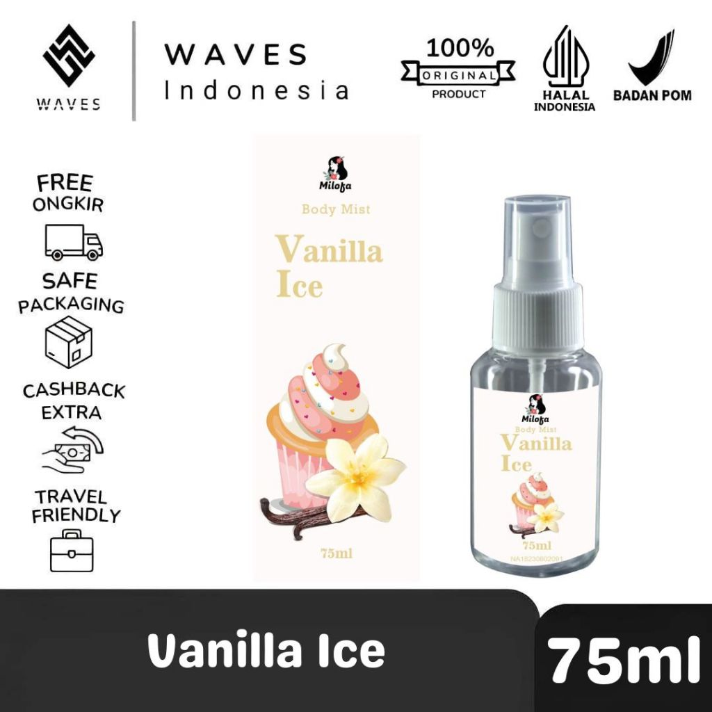 Jual Waves - BPOM BODY MIST MILOFA 75ML / PARFUM BODY MIST VANILLA ICE ...
