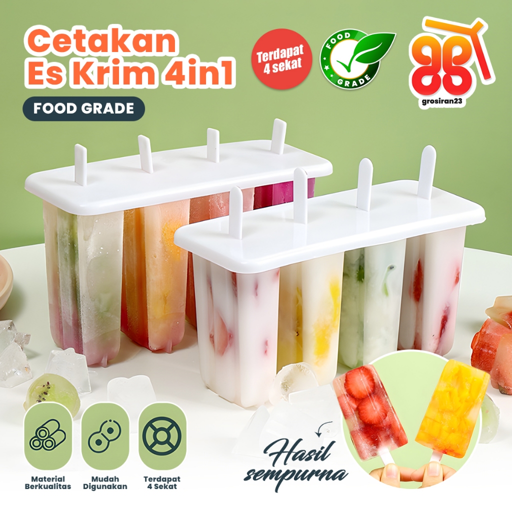 Jual Cetakan Es Cream Set Lengkap / Cetakan Es Krim Kotak / Pembuat Es ...