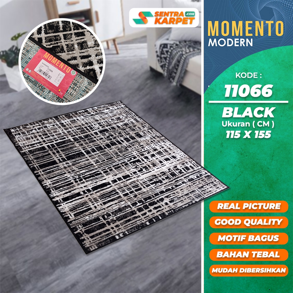 Jual Karpet Rumah Permadani Momento 11066 BLACK Ukuran 115 x 155 ...