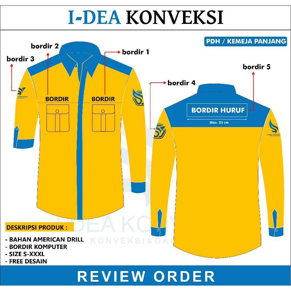 Jual PDH LENGAN PANJANG - PDH BORDIR PDH CUSTOM | Shopee Indonesia
