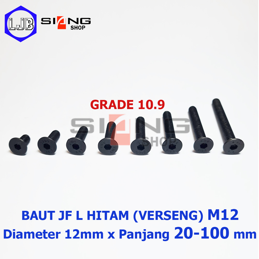 Jual Baut JF L Baja Hitam M12 / Baut Verseng Baja Grade 10.9 | Shopee Indonesia