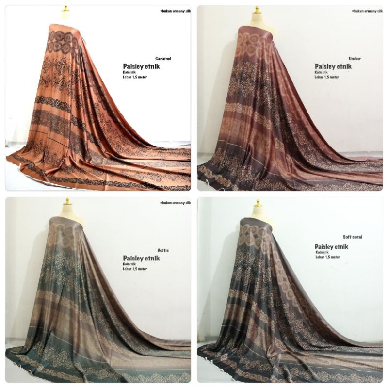 Jual Kain silk meteran // motif paisley etnik | Shopee Indonesia