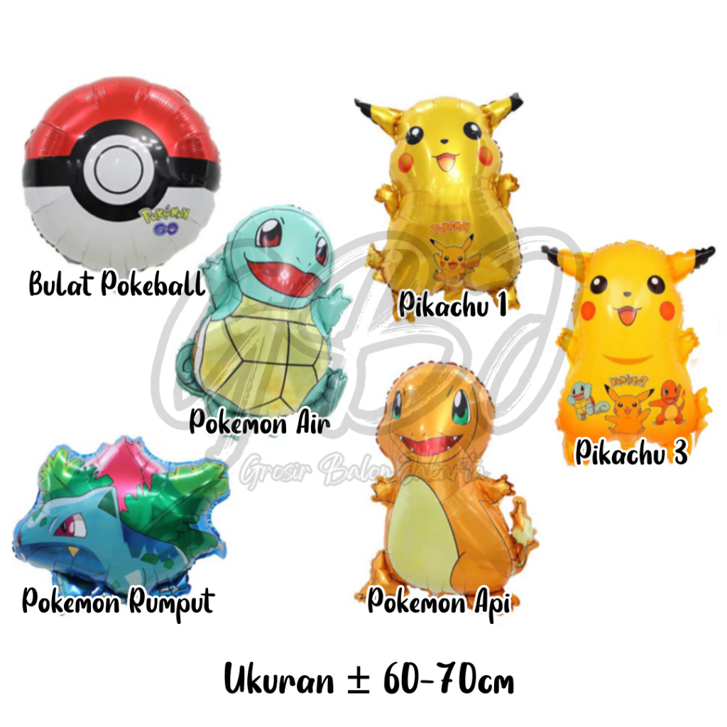 Jual Balon Foil JUMBO Pokemon / BULAT Pokeball (Pikachu, Charmender ...