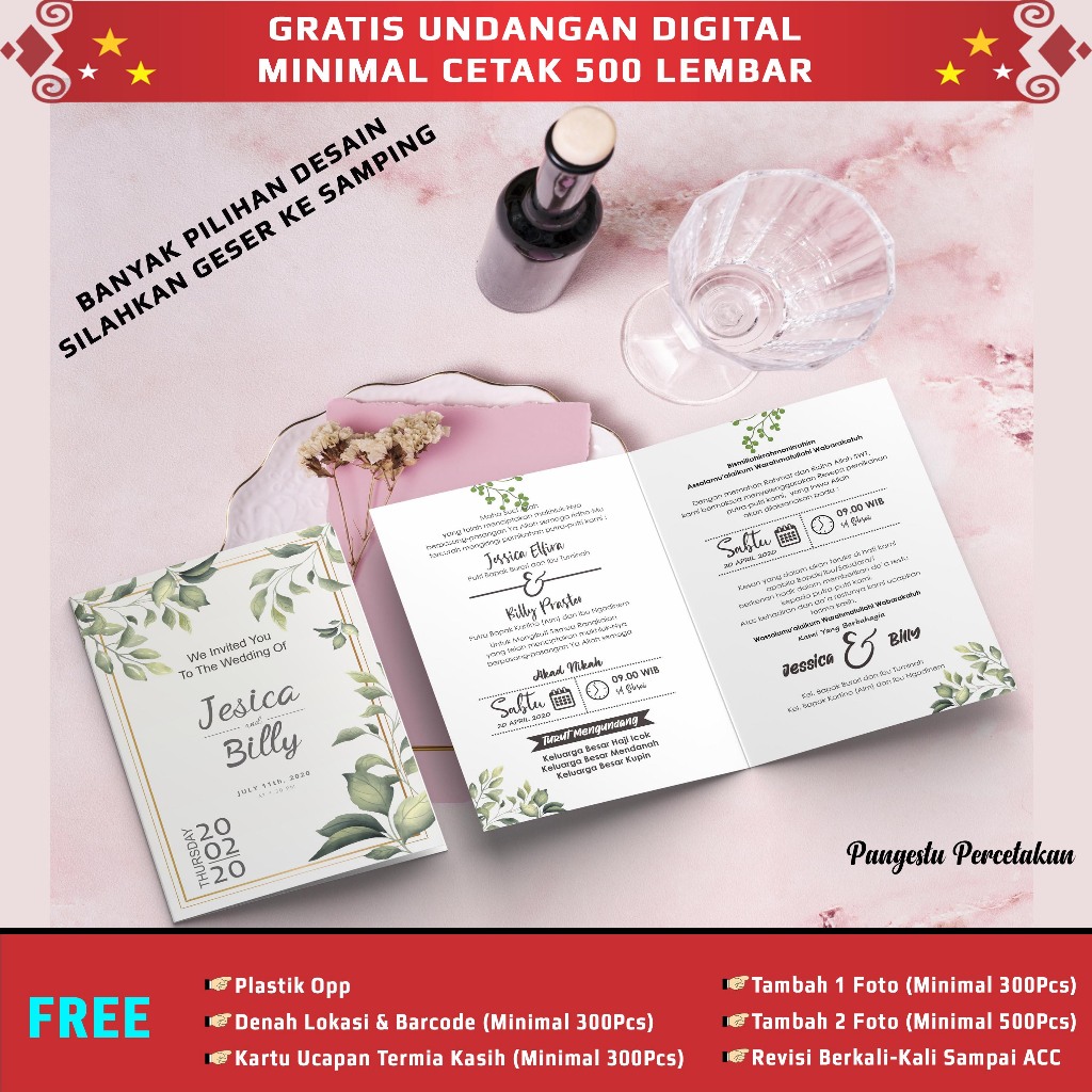 Jual Cetak Undangan Pernikahan Murah || Undangan Vintage Floral ...