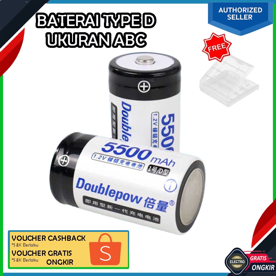 Jual Doublepow Baterai Cas LR14 C Size Ni-CD Rechargeable 1.2V 2750mAh ...