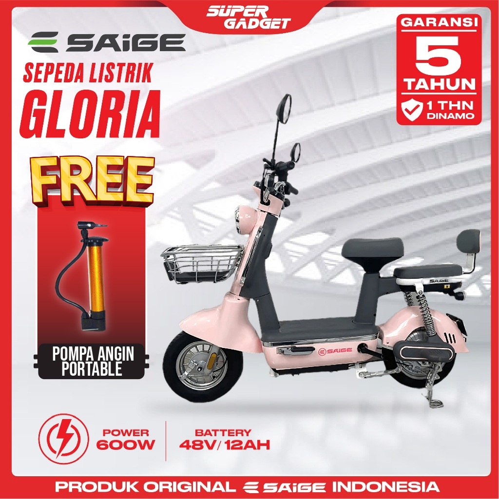 Jual SAIGE GLORIA Sepeda Listrik Mopit Selis 48V 12AH Garansi Resmi ...