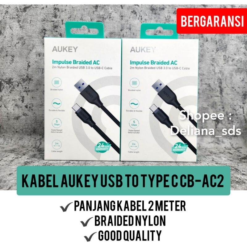 Jual Kabel Aukey Type C CB-AC2 2 Meter Garansi Resmi 1 Tahun Kabel ...