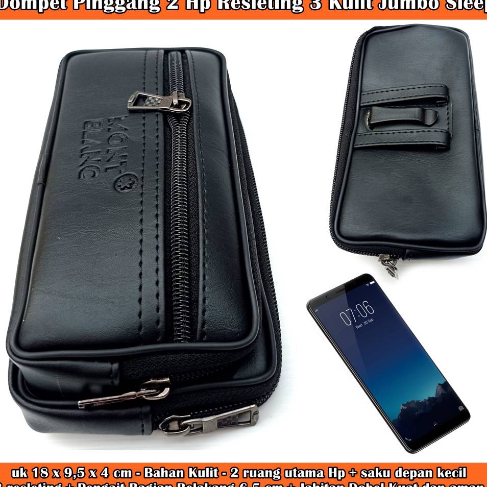 Jual Hemat Dompet Pria 2 Hp Sleep Black Leather Max Size | Shopee Indonesia