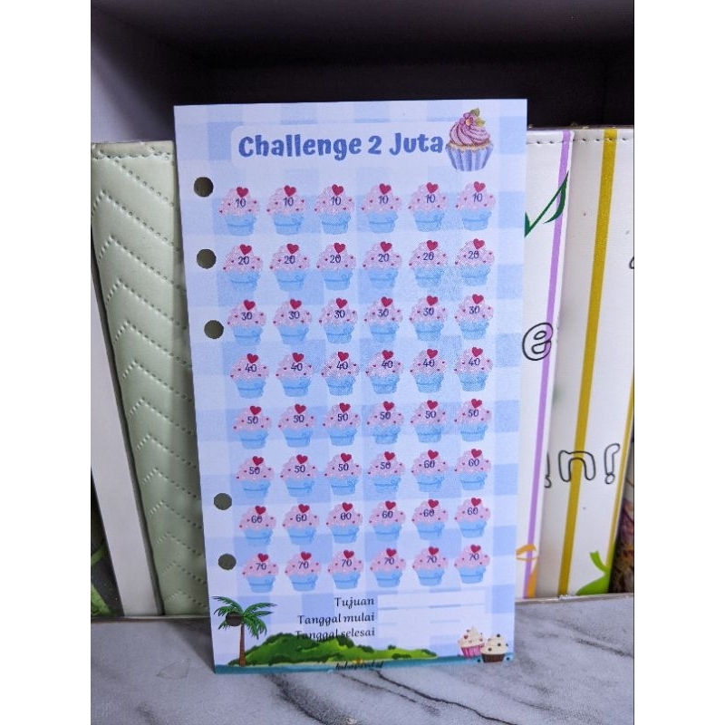 Jual [1 lembar] Kertas saving challenge tantangan menabung A6 6 lubang | ketas isi binder A6 ...