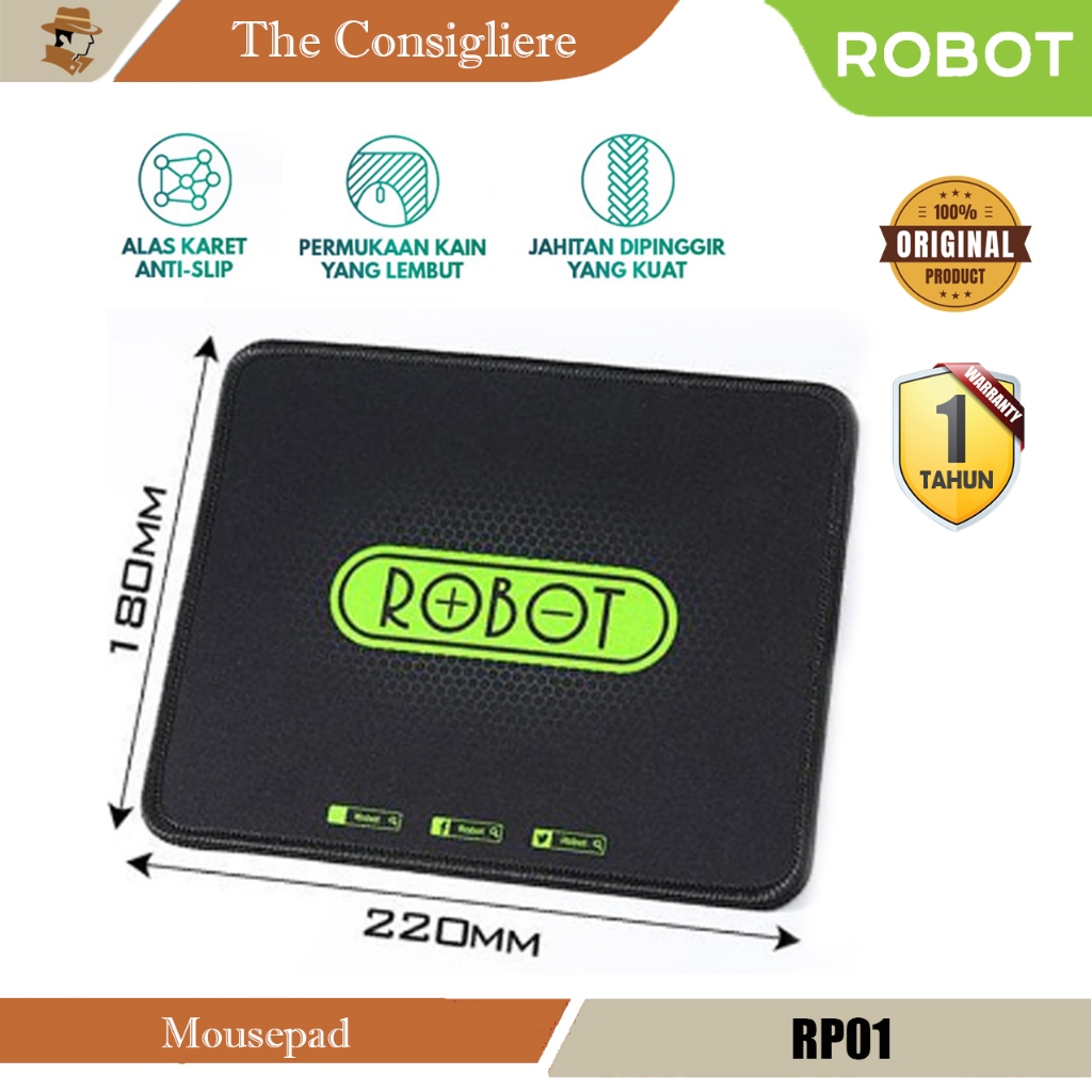 Jual Mousepad Anti Slip Robot RP01 Gaming Polos Hitam Rubber Black ...