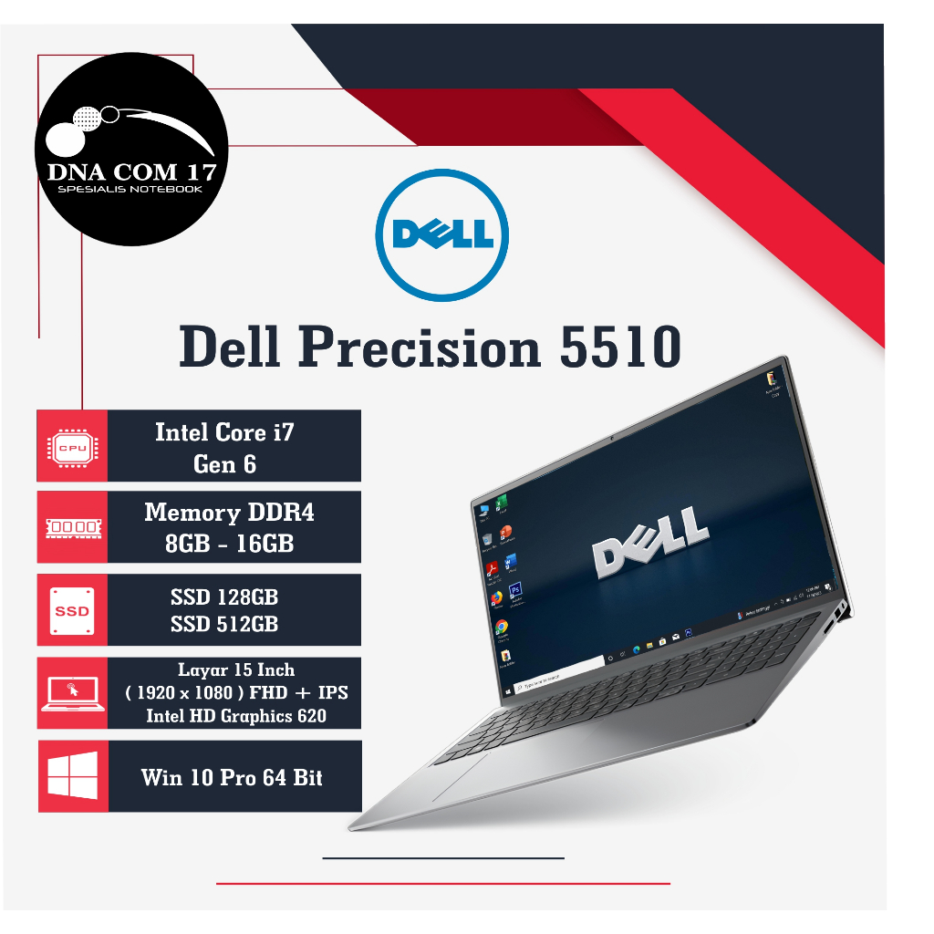 Jual Dell Precision 5510 i7 Gen 6 | 16GB | SSD 256GB | FHD | IPS |VGA ...
