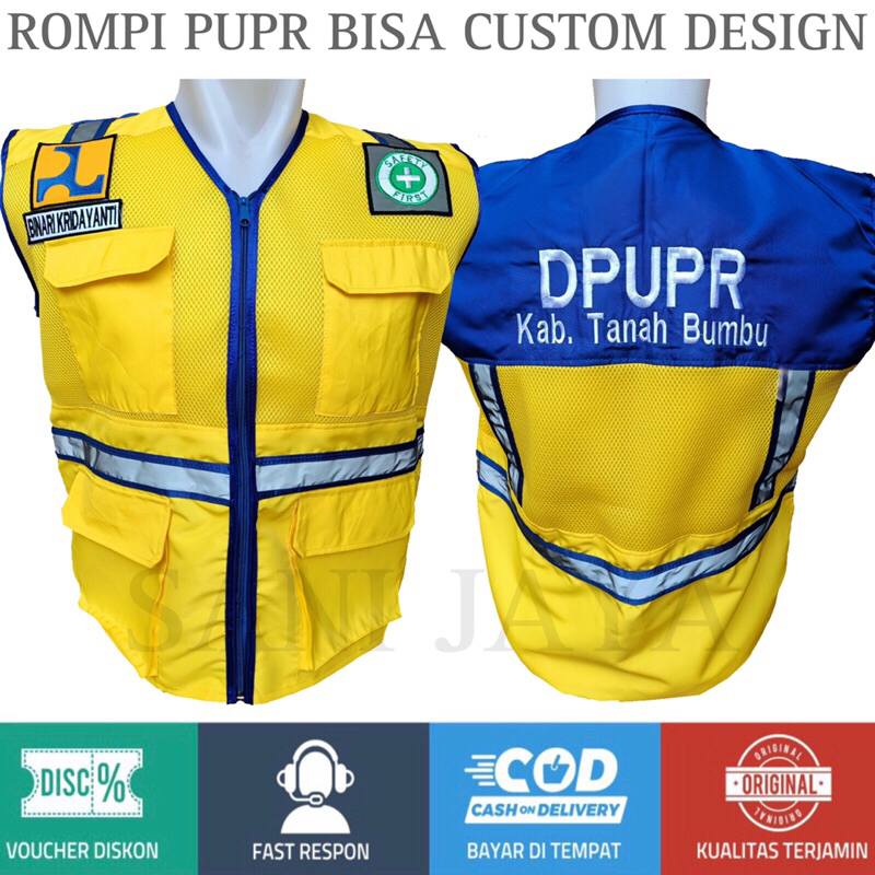 Jual ROMPI PUPR SAFETY KERJA LAPANGAN BISA CUSTOM DESIGN DAN LOGO ...