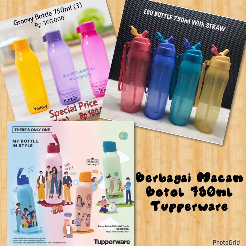 Jual Botol Tupperware 750ml , Groovy Bottle Tupperware, Fancy Bottle ...