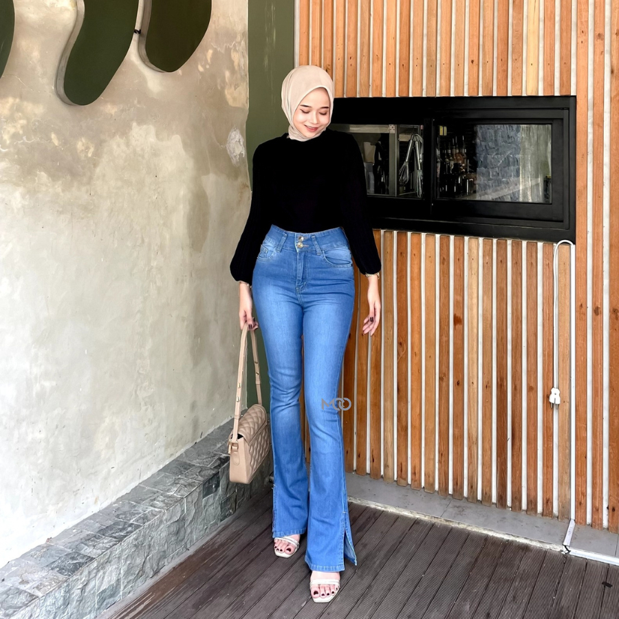 Jual [MCOJEANS] OOTD SZ 27-34 Celana Jeans Cutbray Nagita Belah Samping - Celana Jeans Wanita ...