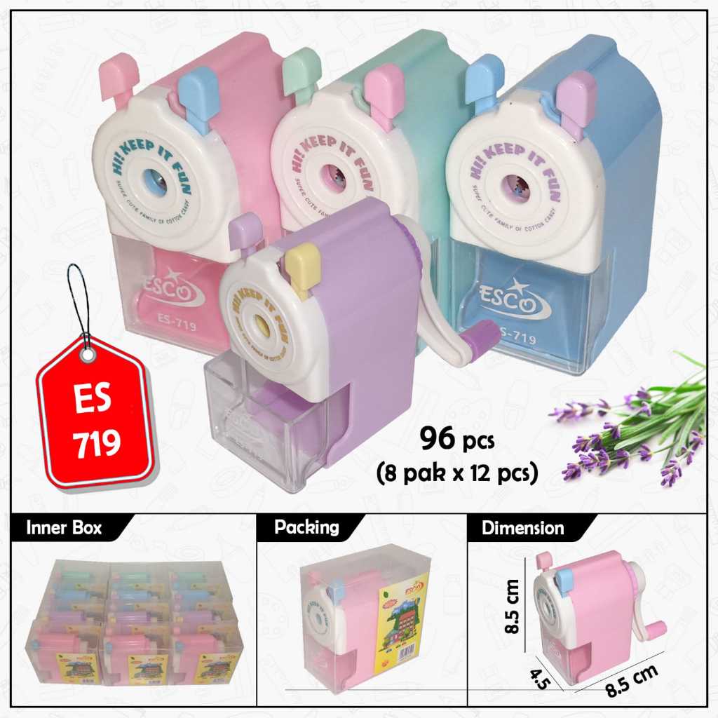 Jual Rautan Pensil Putar ESCO | Serutan Pencil Putar Kecil bulat ...