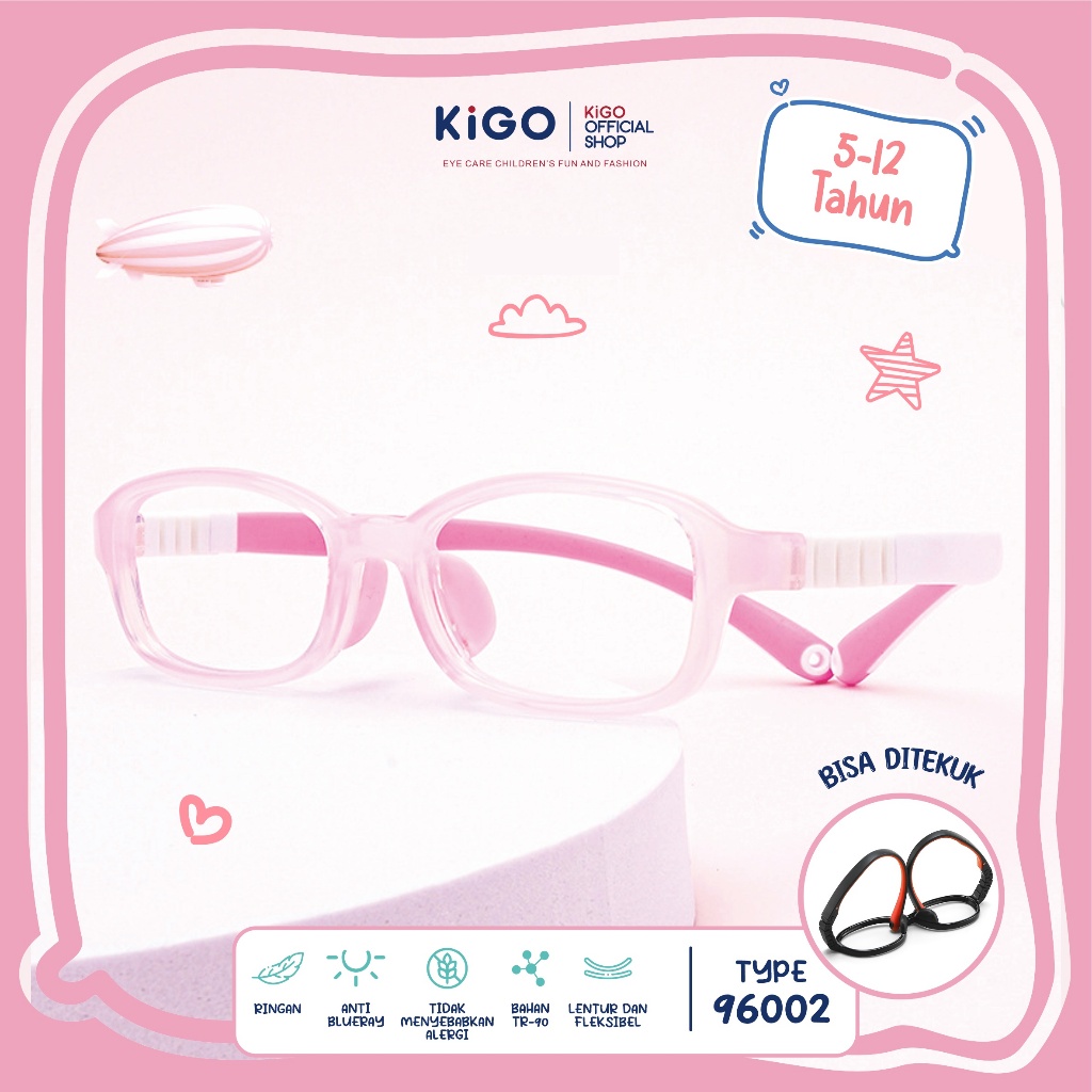 Jual Kigo Kacamata Anak Anti Radiasi Kotak TR-90+PVC Ringan Lentur Dan ...