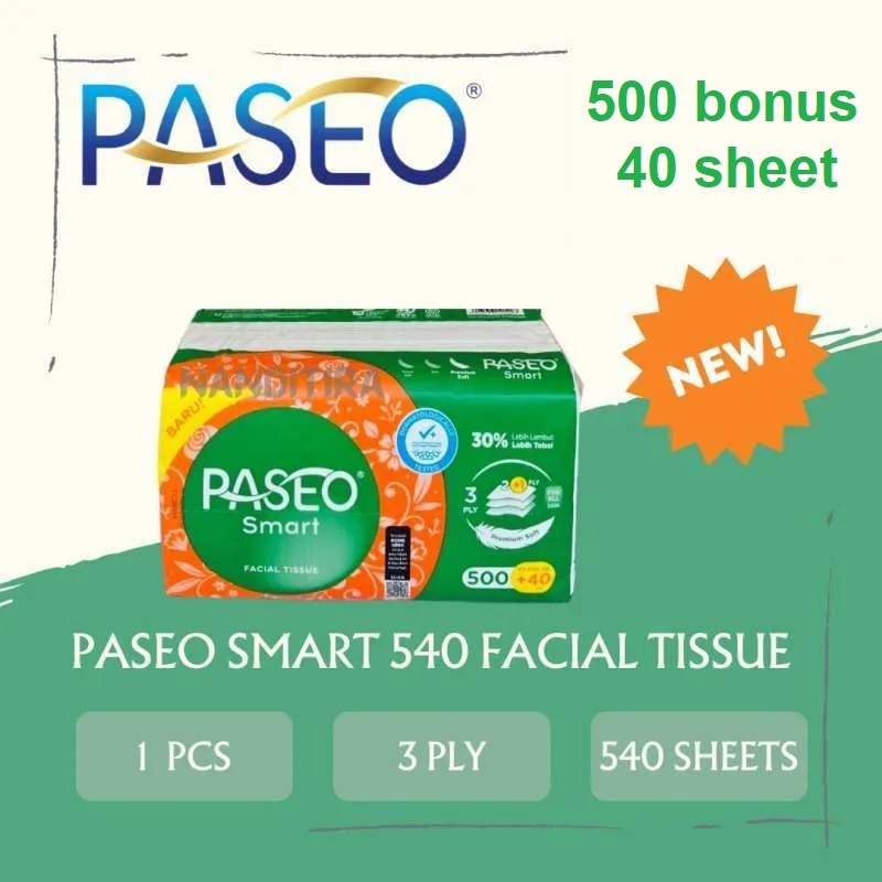 Jual Tisu Wajah PASEO Smart 500+40 sheets / Facial Tissue PASEO 500's ...