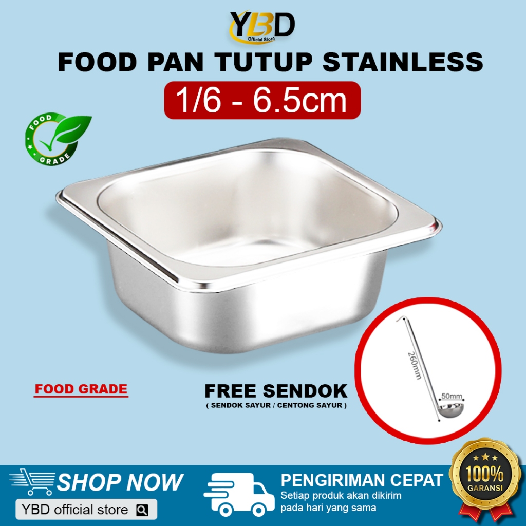Jual Food pan stainless Ukuran 1/6 x 6.5cm | food pan stainless Ukuran ...