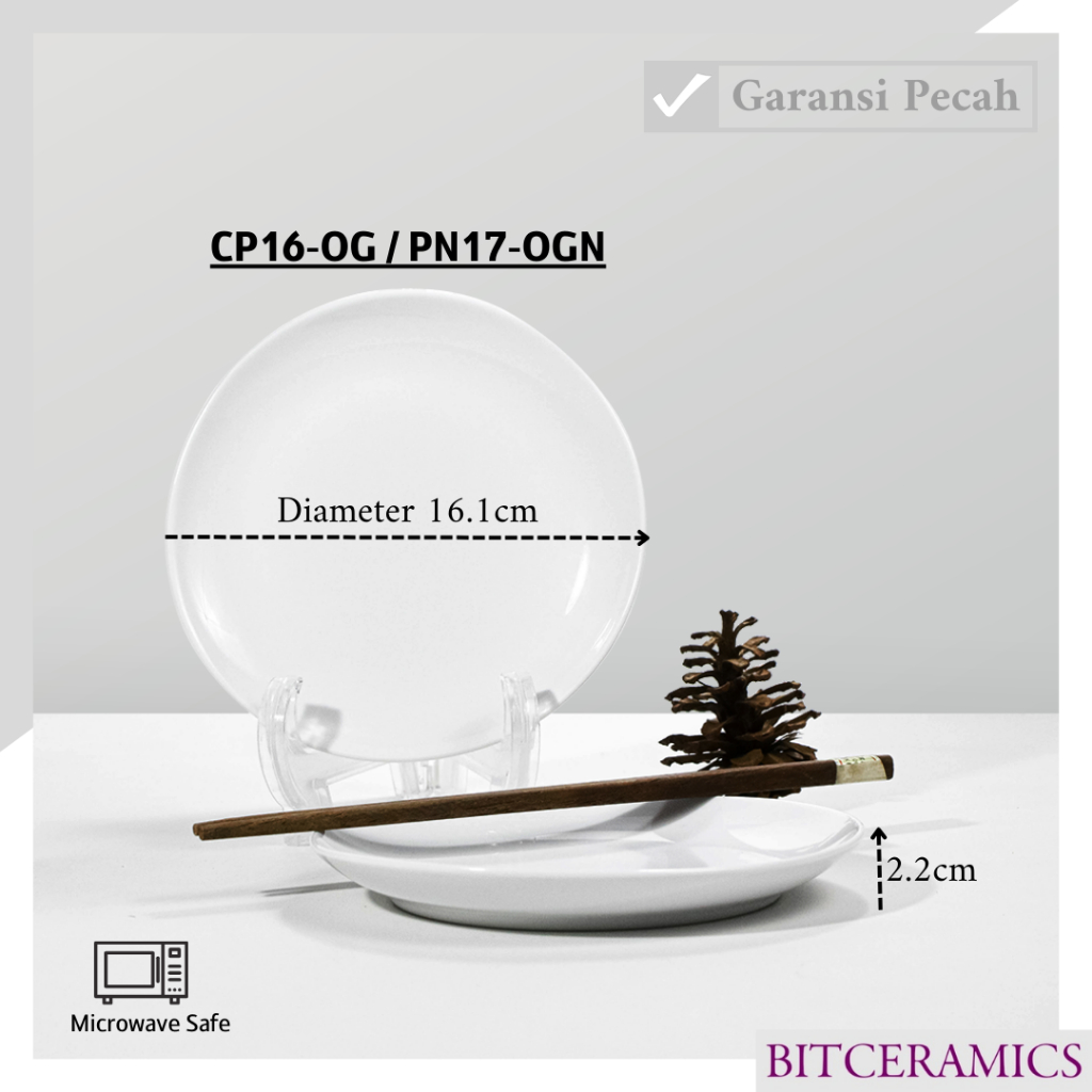Jual Piring Kue Keramik 16.1CM (1PCS) Putih Polos By Indo Keramik / Piring Roti Keramik / PN17 ...