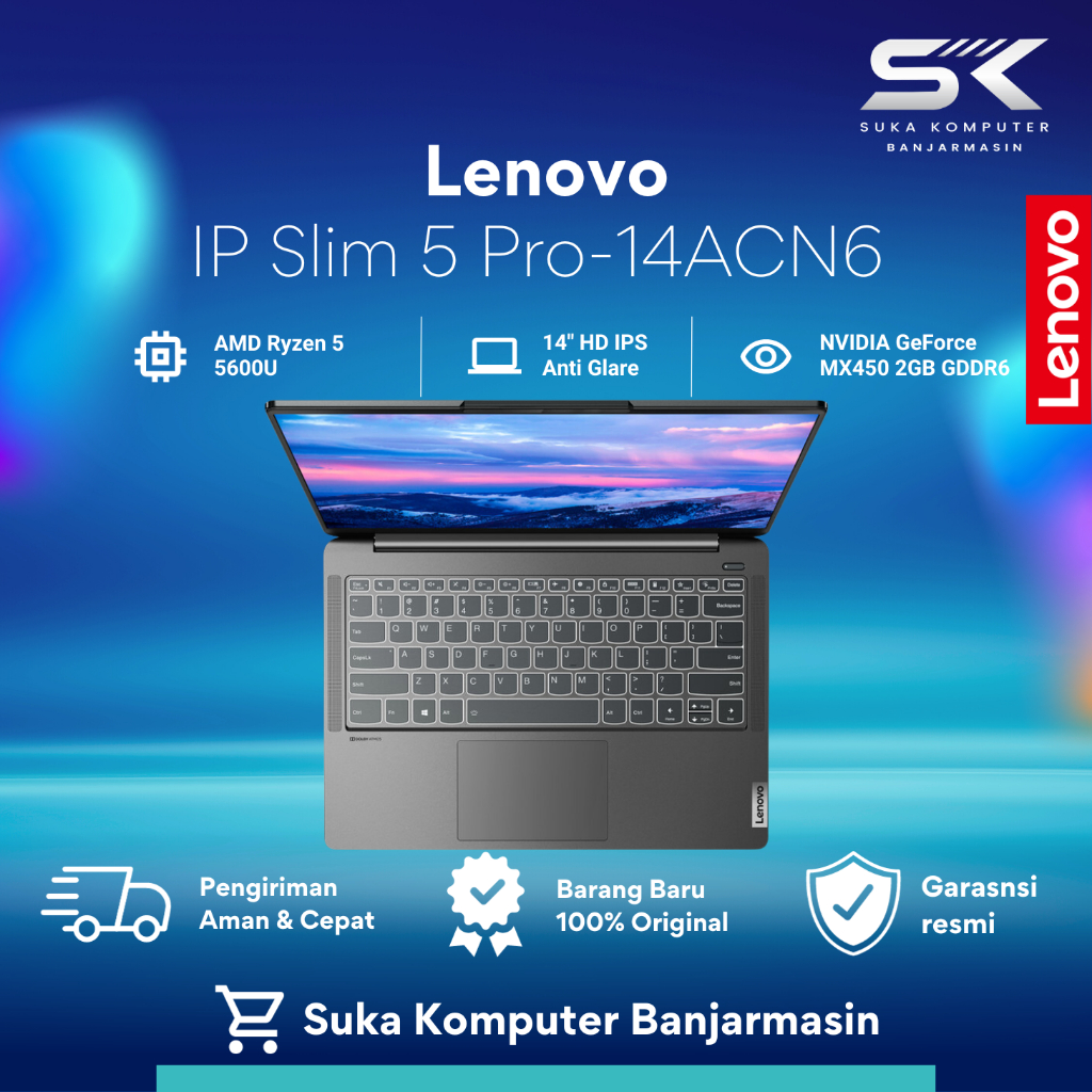 Jual LENOVO IP Slim 5 Pro-4ACN6 AMD Ryzen 5-5600U/16GB DDR4/512GB SSD/NVIDIA GeForce MX450 2GB ...