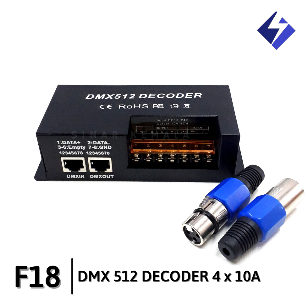Jual DMX 512 Decoder 4 x 10A 4 Channel 40A 12V - 24V DC | Shopee Indonesia