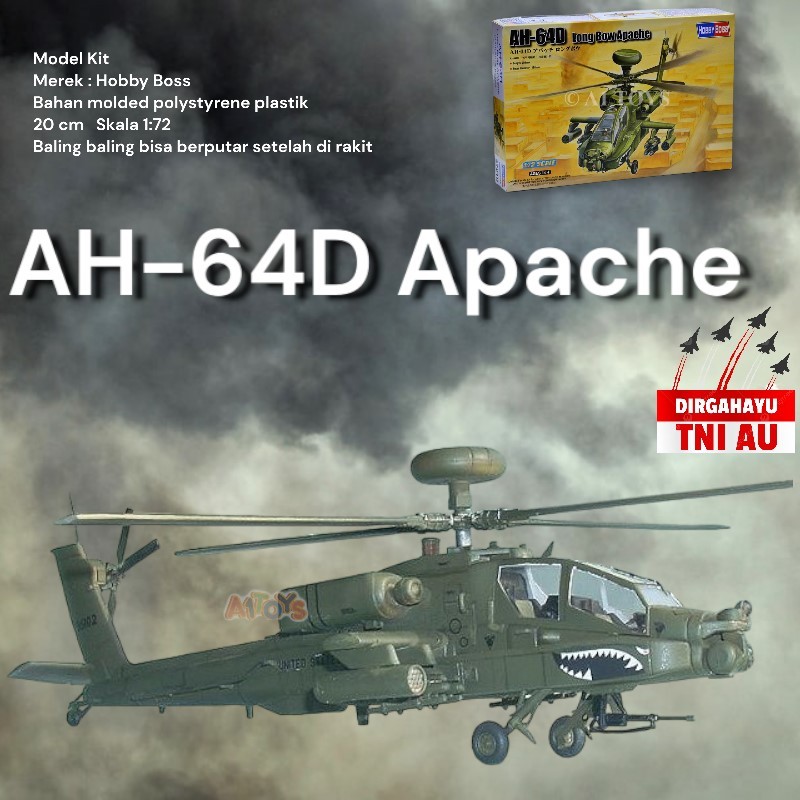 Jual Model Kit miniatur helikopter AH-64D Apache Hobby Boss 20 cm 1:72 ...