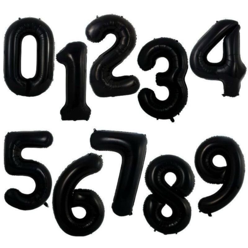 Jual HLS - (1pcs) Balon Foil Angka HITAM 40 cm / Balon Angka Ulang ...