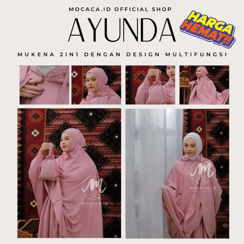 Jual Mukena Dewasa 2in1 ayunda katun pouch travelling murah 50 ribu sleting leher bisa grosir ...