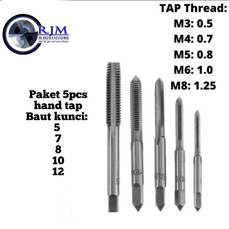 Jual paket hand tap baut 5 7 10 12 m3 m4 m5 m6 m8 bukan yamawa bor nachi | Shopee Indonesia