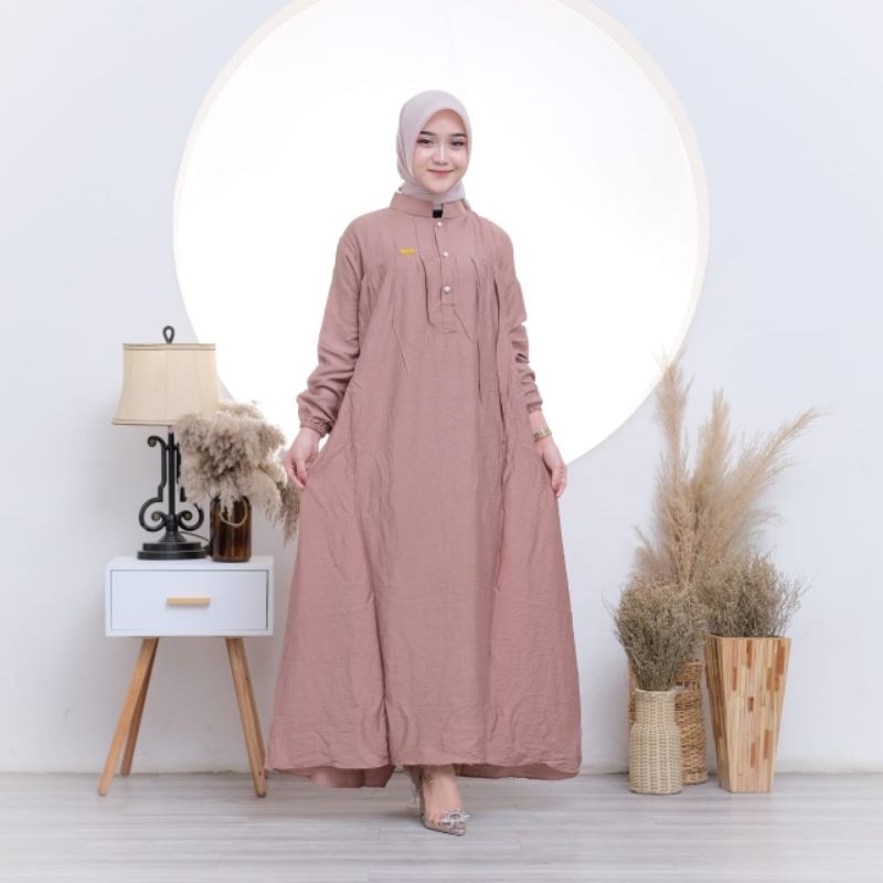 Jual Gamis Terbaru - Gamis polos Linen Turkis - Gamis Premium Lengan ...