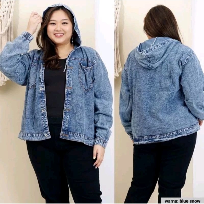 Jual JAKET JEANS HOODIE WANITA,JACKET HODIE OVERSIZE | Shopee Indonesia