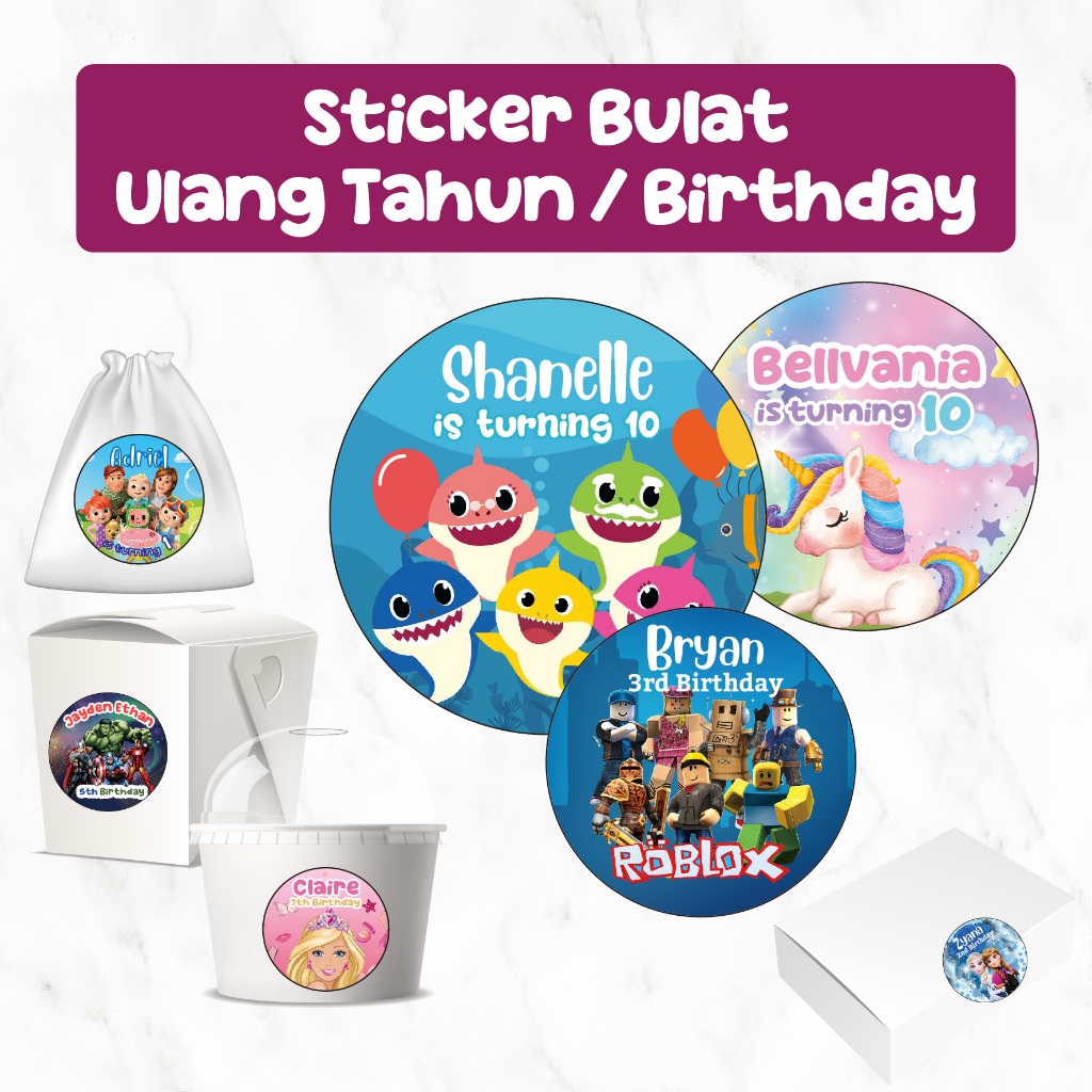 Jual [264 pcs] Sticker Ulang Tahun Anak Stiker Birthday Ultah Souvenir ...