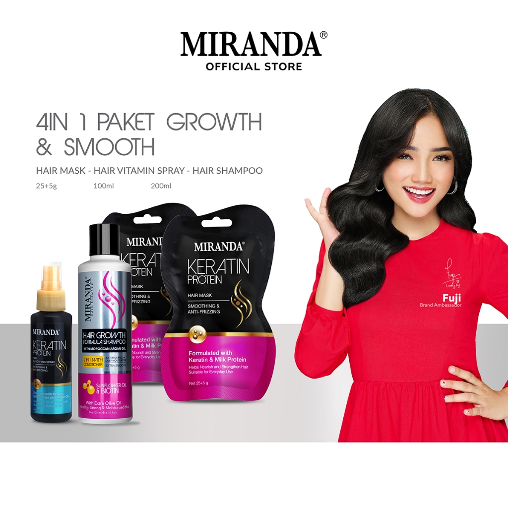 Jual [PAKET 4IN1 KERATIN] Miranda Paket Growth & Smooth 2IN1 with ...