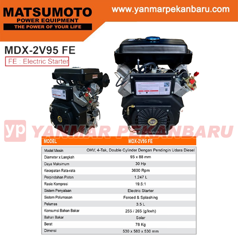 Jual Mesin Penggerak Diesel Engine 2 Piston 30 HP MATSUMOTO MDX-2V95 FE | Shopee Indonesia