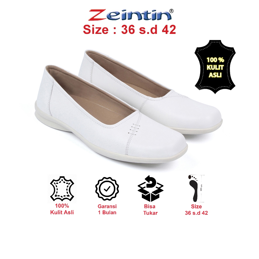 Jual Zeintin - Sepatu Wanita Kulit Putih Pantofel Wanita Sepatu Formal ...