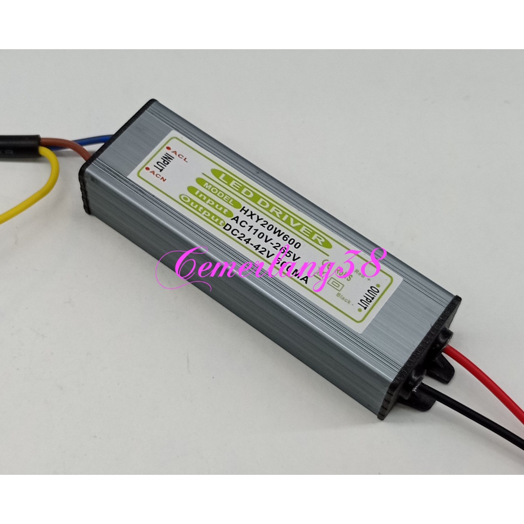 Jual LED Driver 20 Watt 600 mA Casing Besi IP65 AC - DC 24- 42V ...