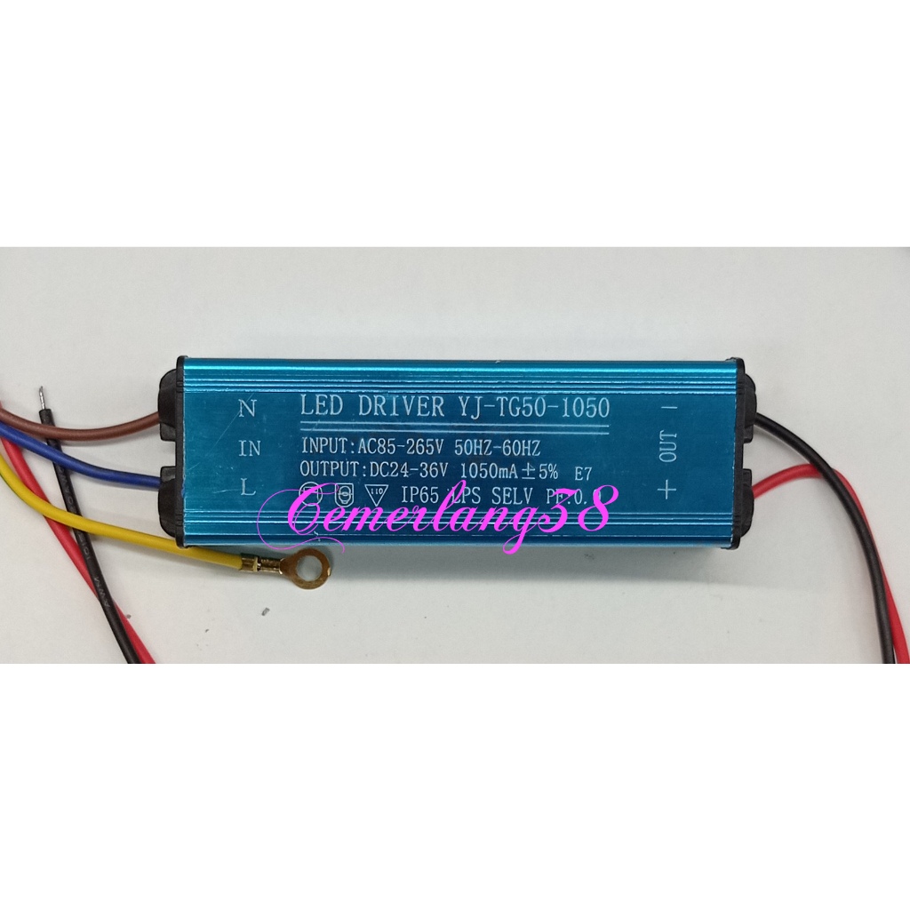 Jual LED Driver 50 Watt 1050mA AC-DC Casing Besi WATERPROOF TRAVO LAMPU ...