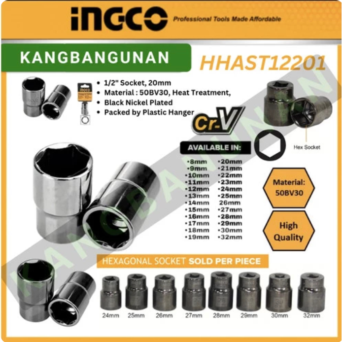 Jual HHAST12201 INGCO Mata Soket Sock Socket Obeng 20mm Kunci Shock ...