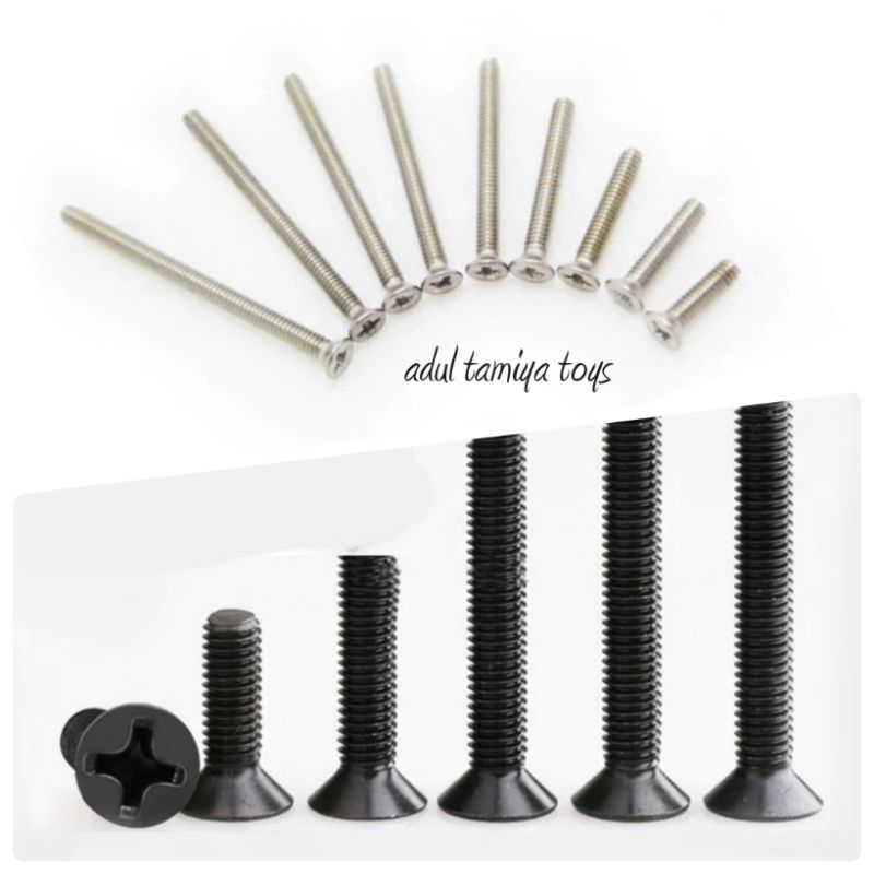 Jual Baut 2mm kepala rata / baut countersink /screw m2 (100pcs ...