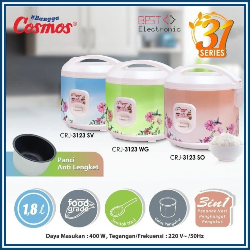 Jual Rice Cooker Cosmos CRJ 3123 SO SV WG Magic Com 3123 SO / SV / WG 1 ...