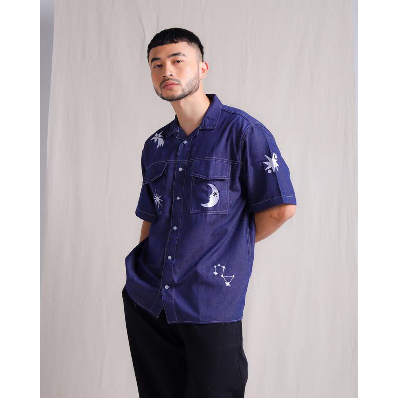 Jual Space Denim shirt | Kemeja Denim Oversized | Shopee Indonesia