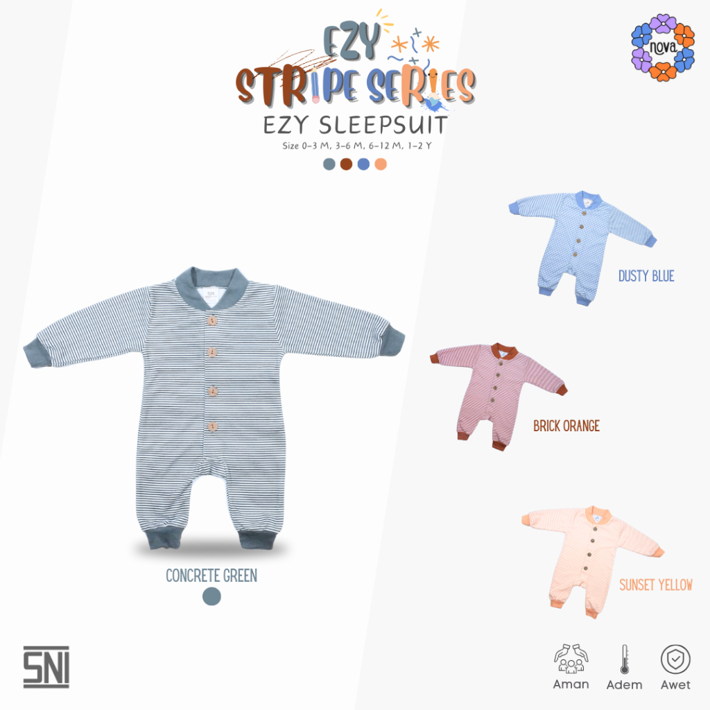 Jual NOVA - Ezy Stripes New Season - Ezy Sleepsuit - Sleepsuit Bayi Dan Anak (0-24 Bulan ...