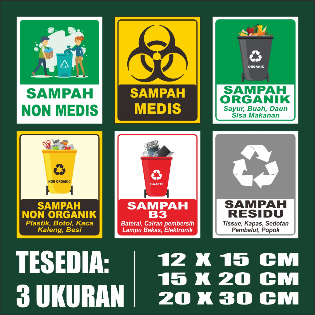Jual stiker sampah Organik - non organik- SAMPAH B3 - sampah residu ...