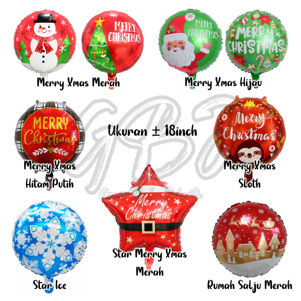 Jual Balon Foil BULAT dan STAR Natal Merry Christmas / Natal / Santa ...
