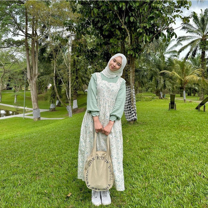 Jual HIMARI MIDI DRES|OVERAL DRESS MOTIF BUNGA| MIDI DRES KOREAN STYLE ...