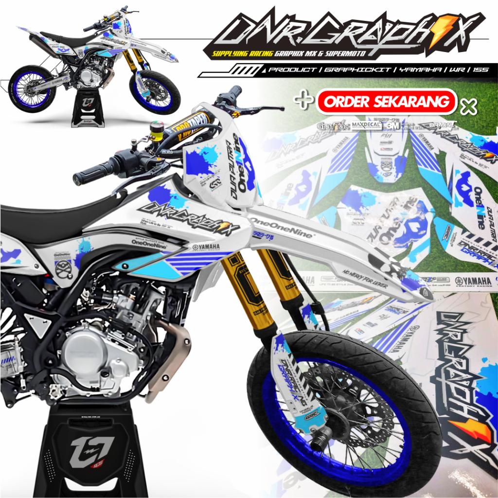 Jual SPLATTER BLUE SERIES !!! Custom Decals KLX, DTX , WR, CRF ...