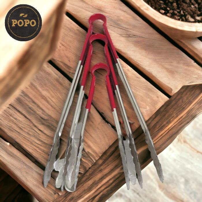 Jual Capitan Makanan Stainless Steel Super Tebal Merah Tongs 9" 12" 14 ...
